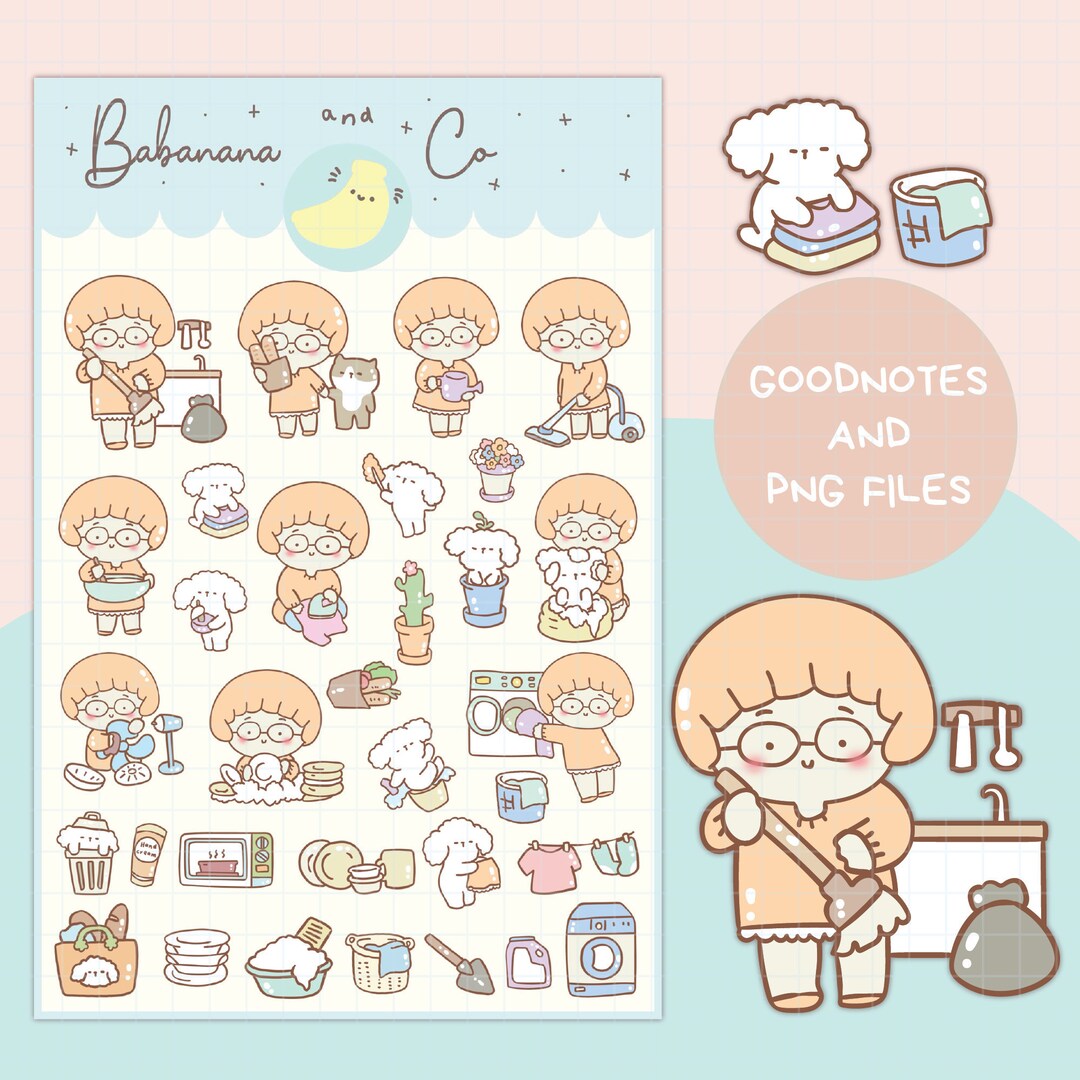 Chores Day Digital Stickers | Goodnotes Stickers | Cute Hand Draw ...