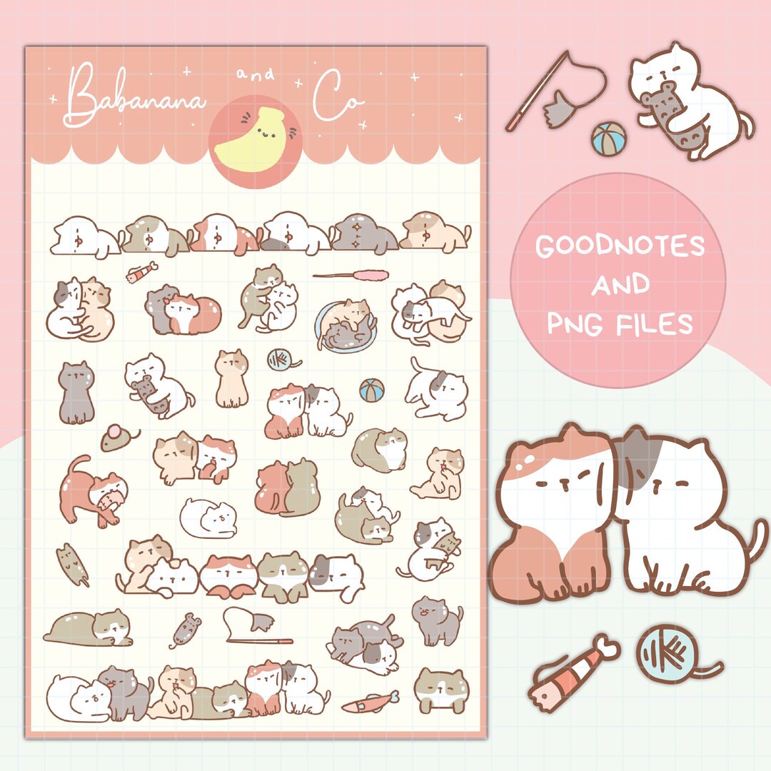 Super Cats Digital Stickers | Goodnotes Stickers | Cute Hand Draw ...