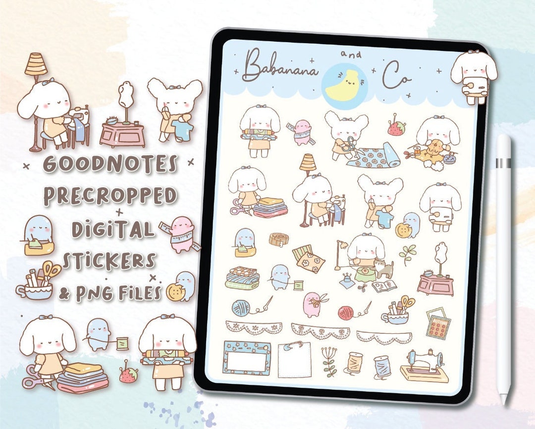 Sewing Time Digital Stickers Goodnotes Stickers Cute Hand - Etsy