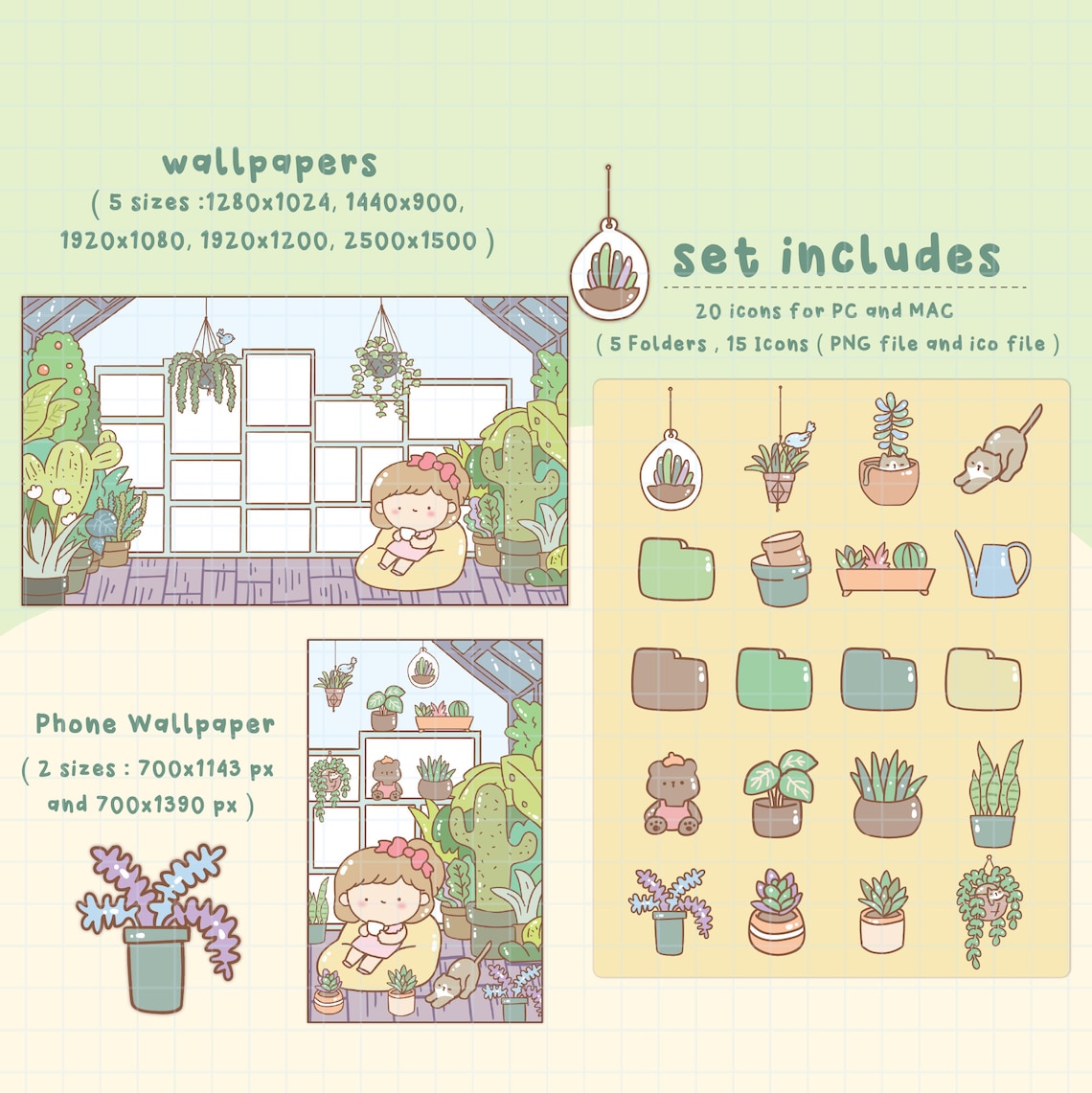 Lovely Plant Desktop Wallpaper Organizer| Mac and Windows Organizer ...
