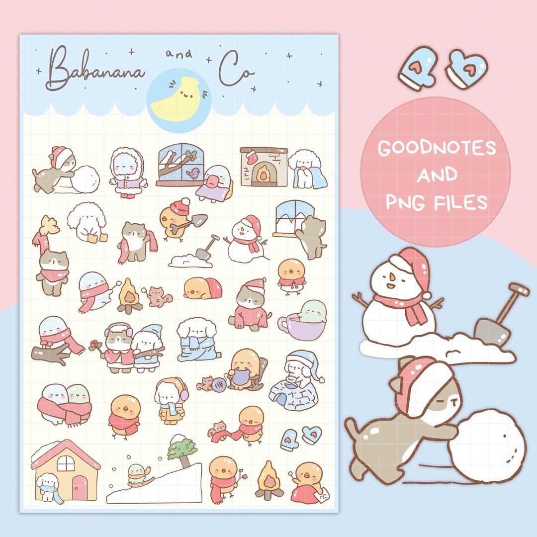 Lovely Winter Digital Stickers | Goodnotes Stickers | Cute Hand Draw ...