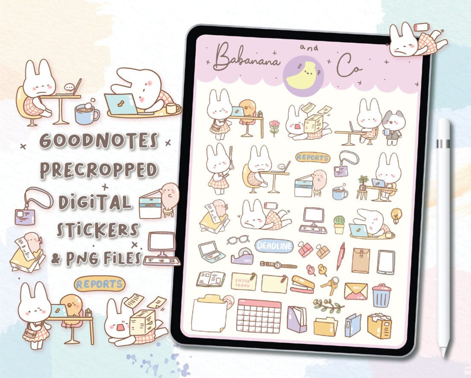Work Day Digital Stickers | Goodnotes Stickers | Cute Hand Draw ...