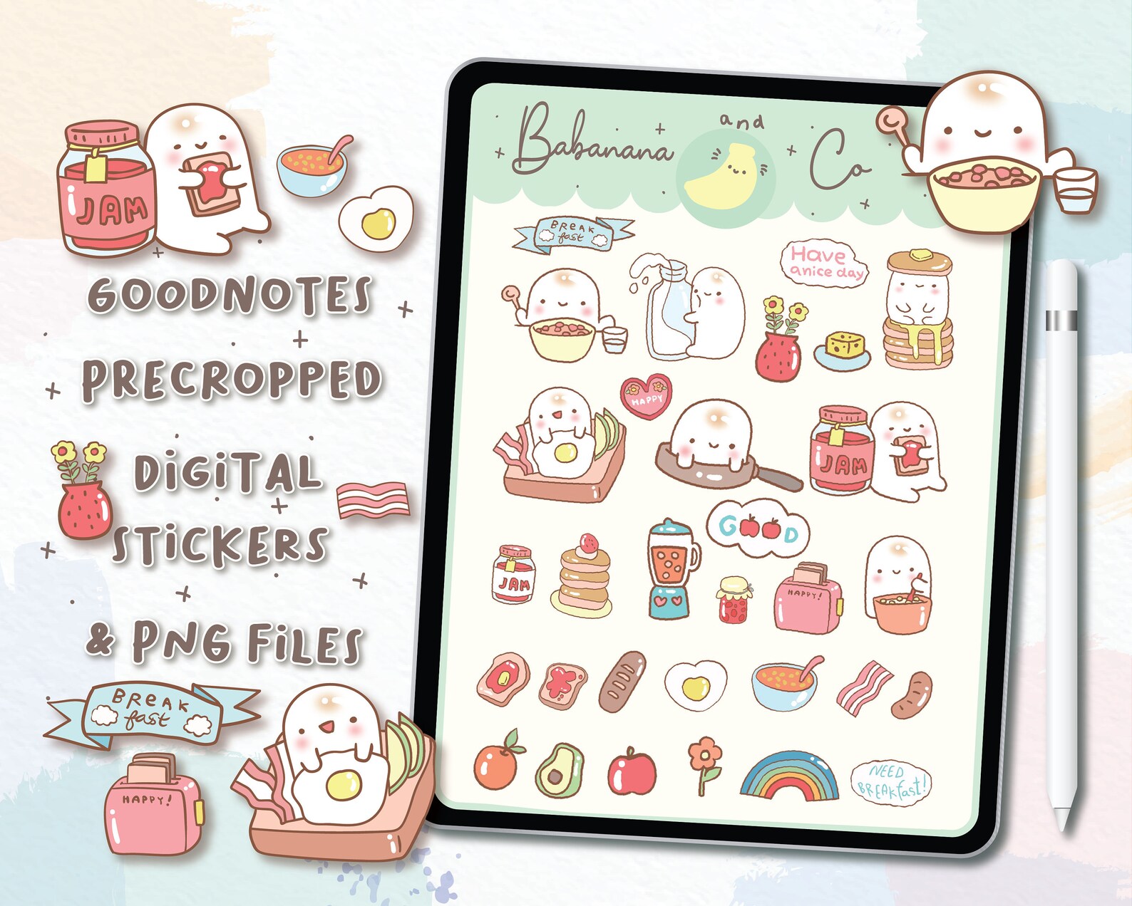 Cute Morning Breakfast Digital Stickers | Goodnotes Stickers | Cute ...