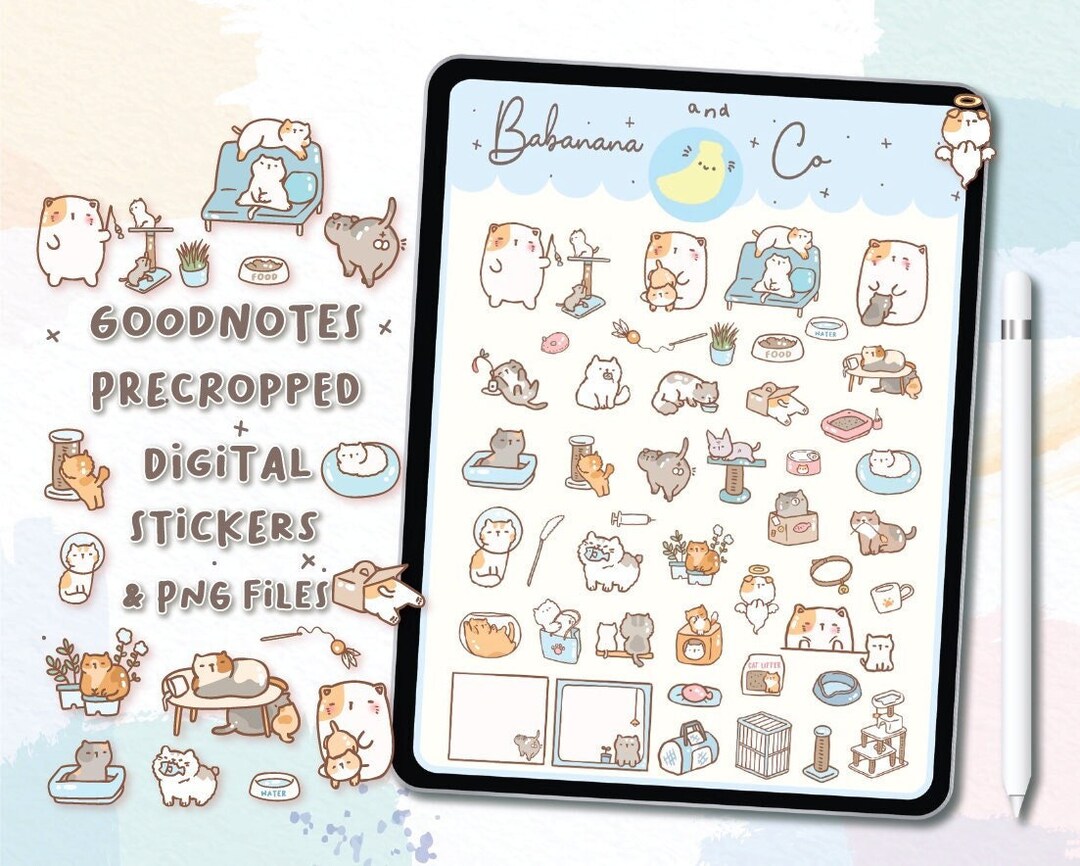 Cat Life Digital Stickers Goodnotes Stickers Cute Hand Draw Digits ...