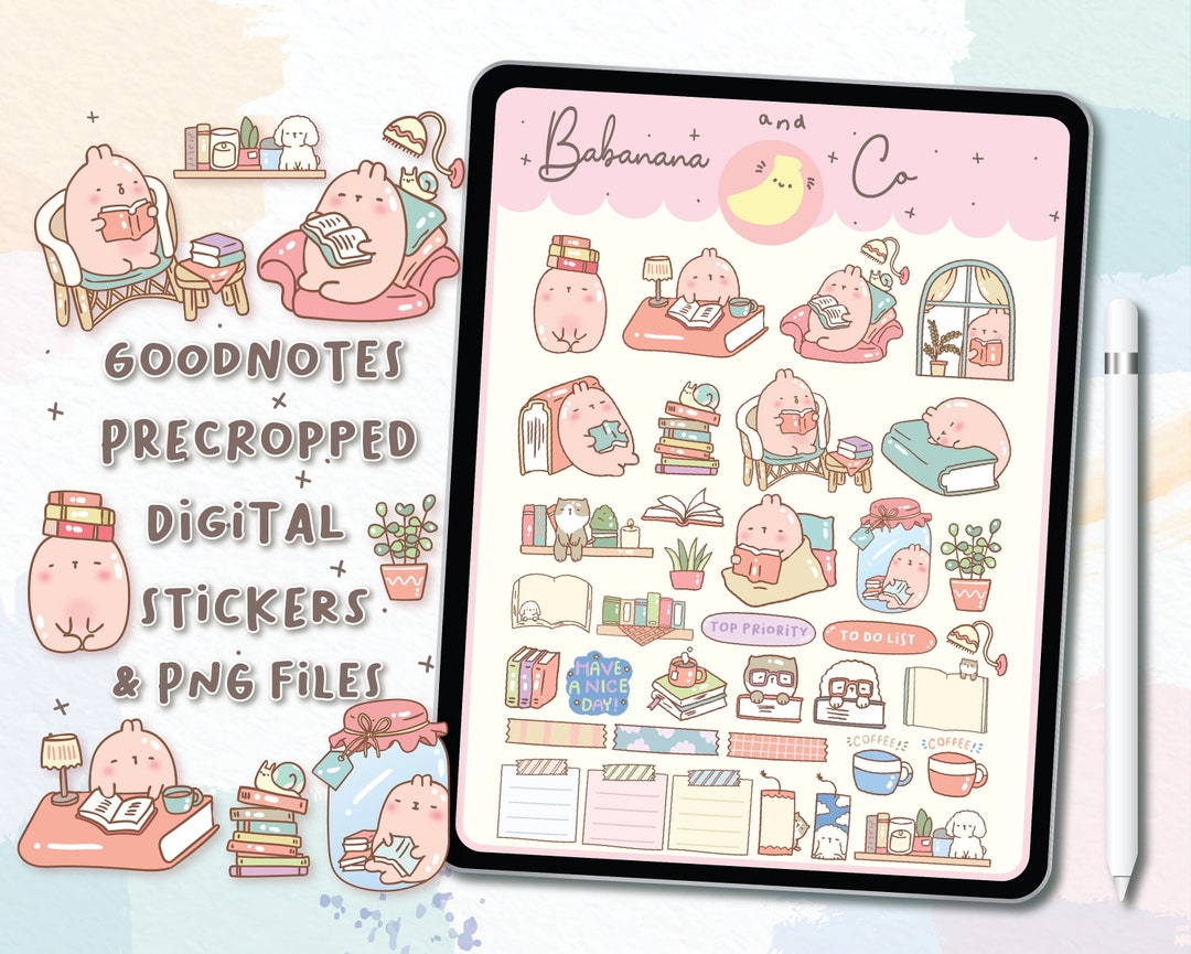 Reading Digital Stickers Goodnotes Stickers Cute Hand Draw - Etsy