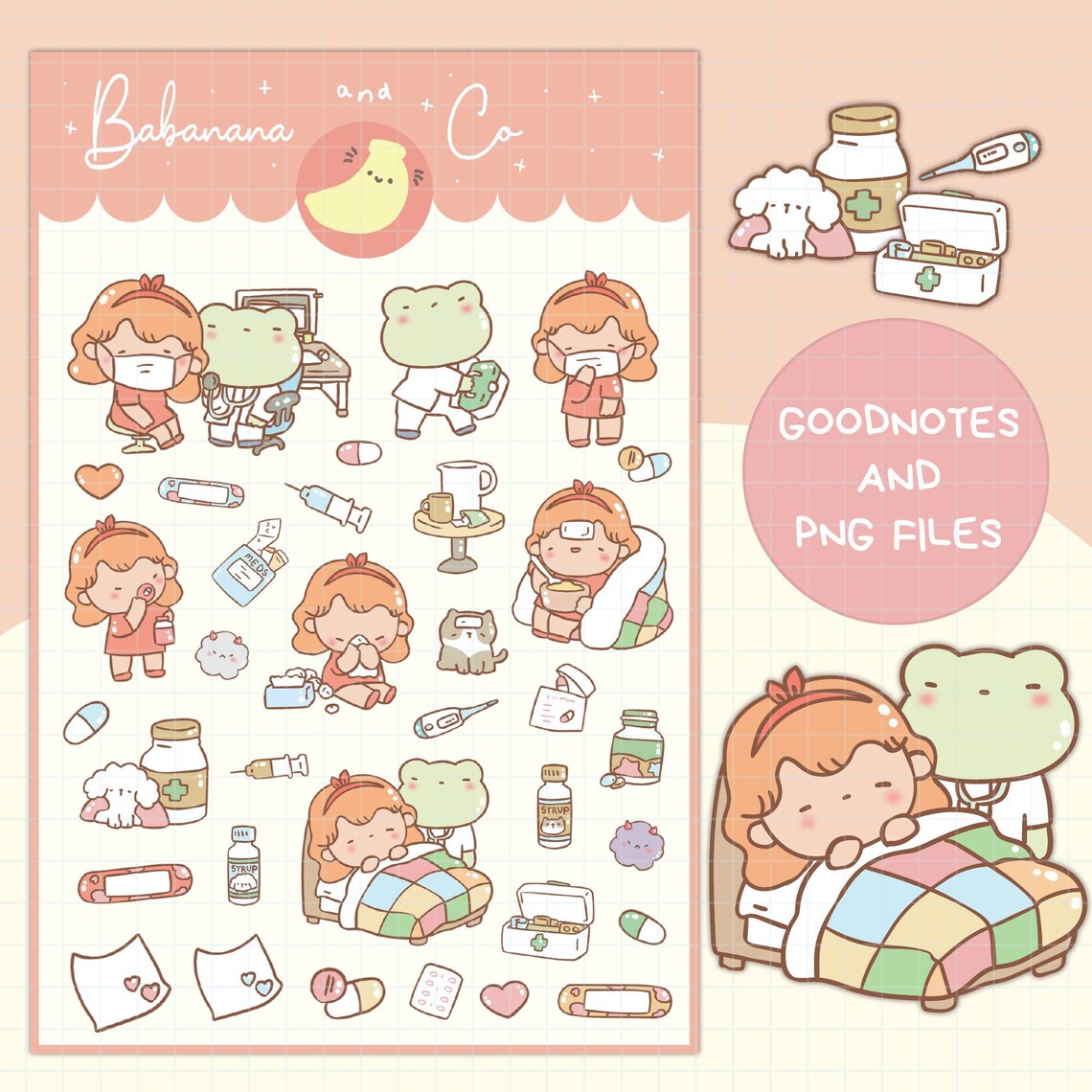 Sick Day Digital Stickers | Goodnotes Stickers | Cute Hand Draw ...