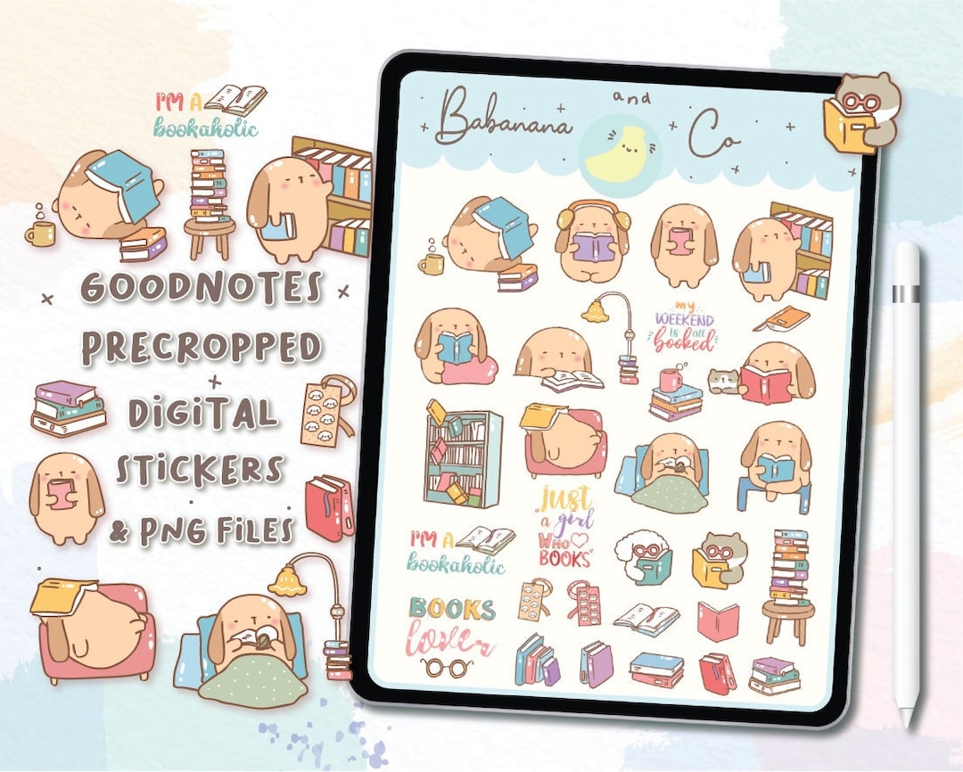 Pegatinas digitales para amantes de los libros / Pegatinas de Goodnotes ...