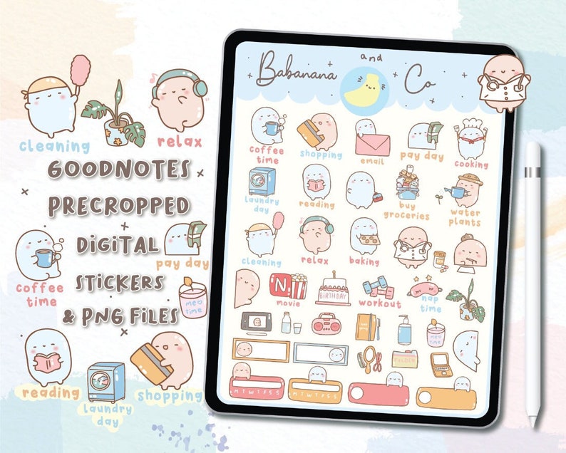 Cute Daily Life Digital Stickers Goodnotes Stickers Cute - Etsy