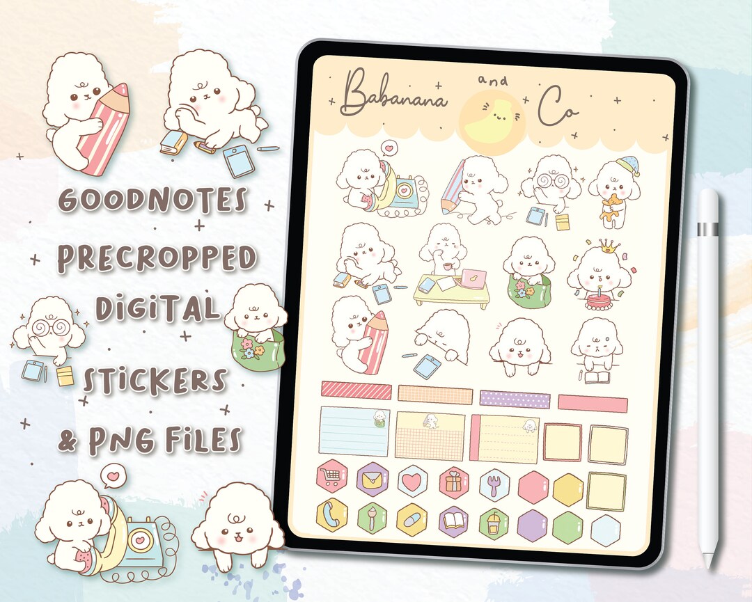 Niedliche Pudel Digitale Aufkleber Goodnotes Sticker Niedliche Hand ...