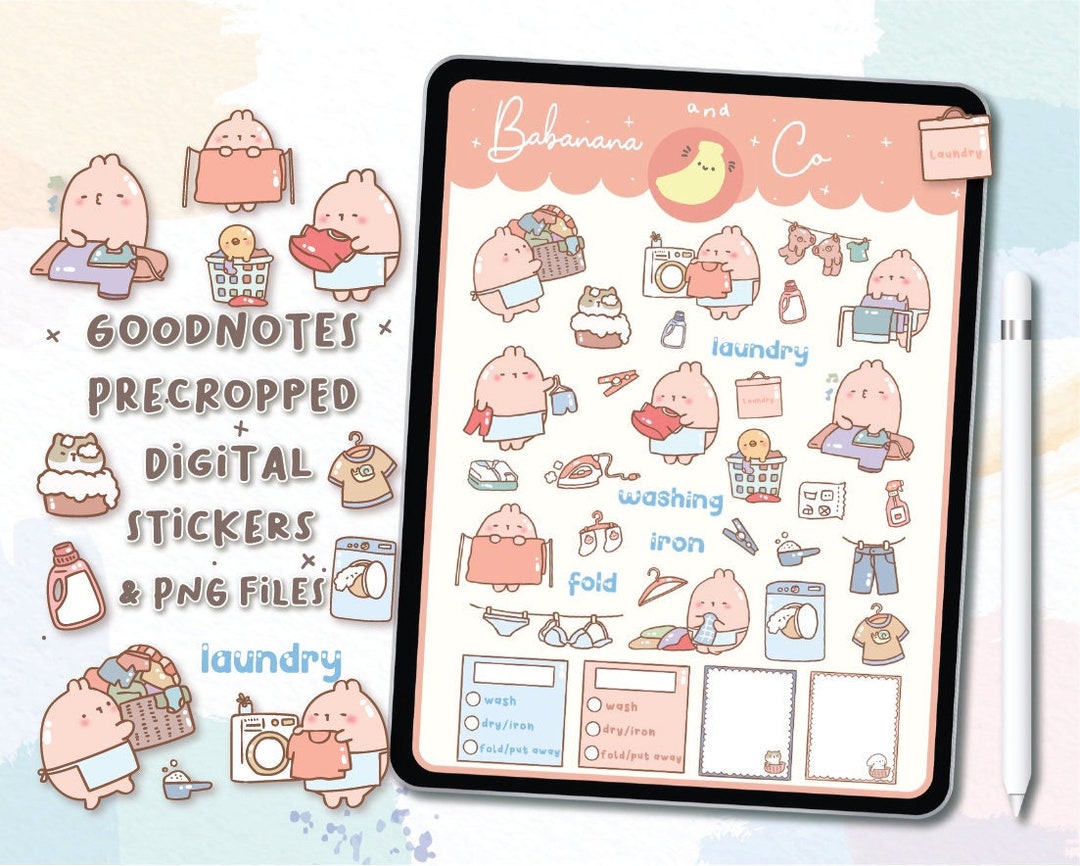 Laundry Day Digital Stickers Goodnotes Stickers Cute Hand - Etsy