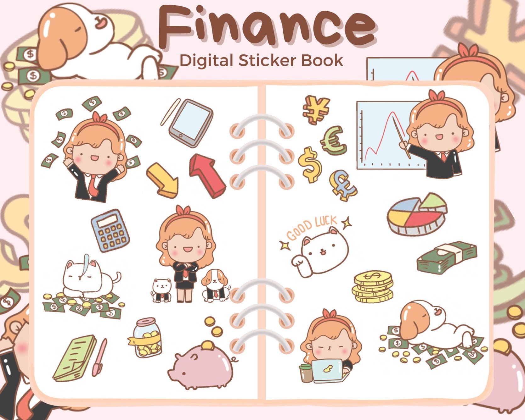 Finance Theme Digital Stickers Goodnotes Stickers Cute | Etsy