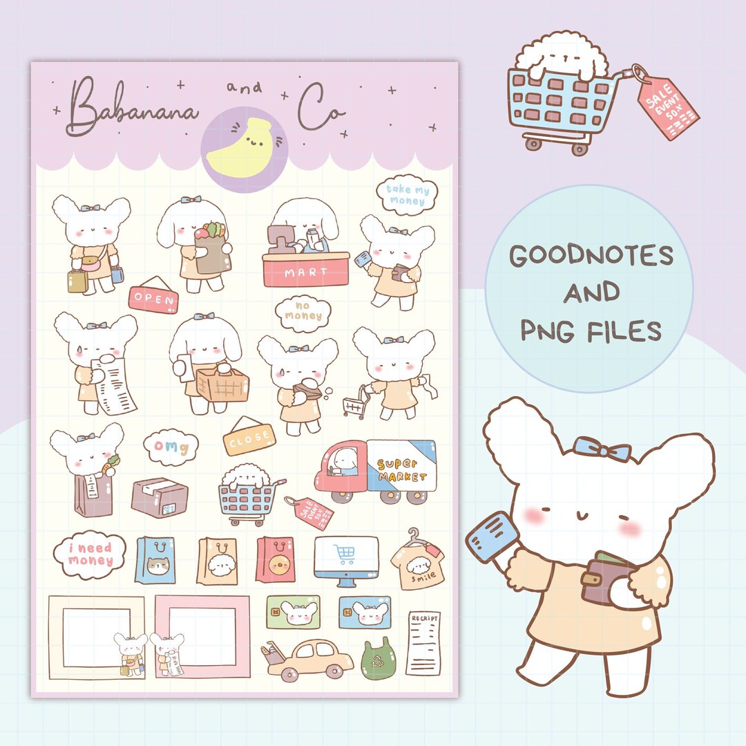 Shopping Day Digital Stickers | Goodnotes Stickers | Cute Hand Draw ...