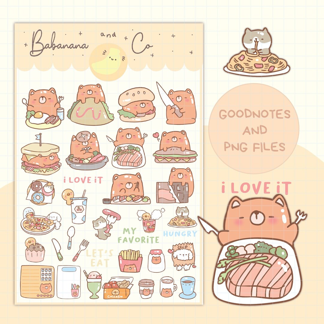 Food Lover Digital Stickers | Goodnotes Stickers | Cute Hand Draw ...