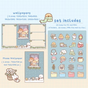 Cute Winter Desktop Wallpaper Organizer| Mac and Windows Organizer ...