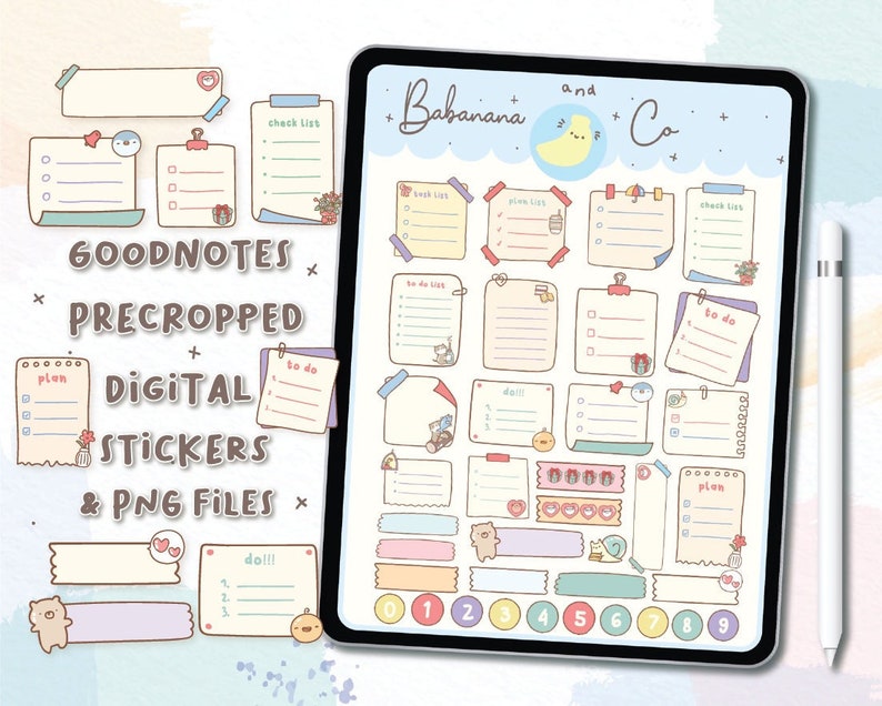 Cute Notepad Digital Stickers Goodnotes Stickers Cute Hand - Etsy