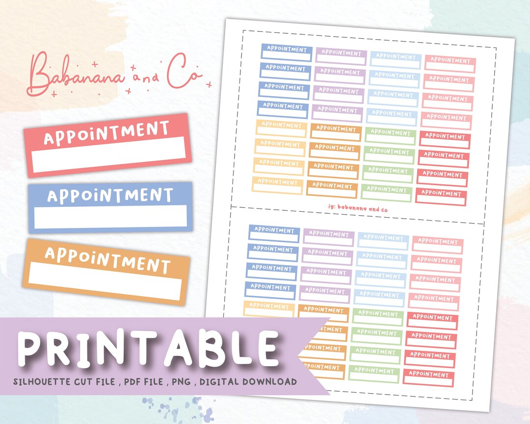Appointment Tracker Printable,digital Stickers,hand Drawn Design ...
