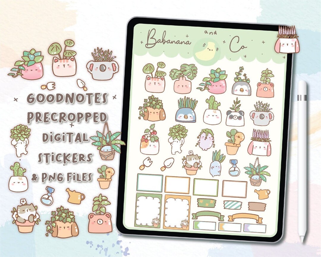 Plants Pots Digital Stickers | Goodnotes Stickers | Cute Hand Draw ...