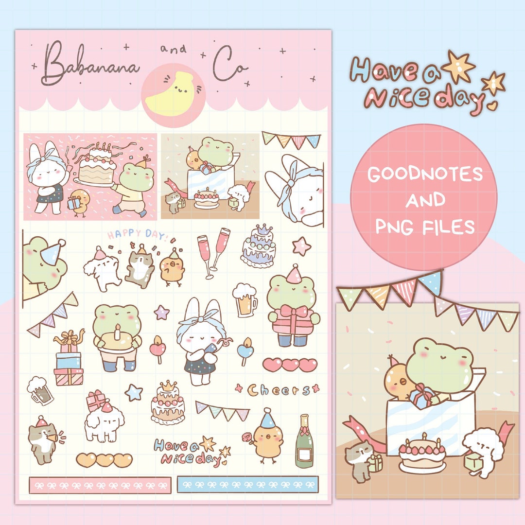 Celebrate Time Digital Stickers | Goodnotes Stickers | Cute Hand Draw ...