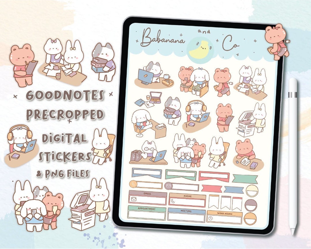 Happy Work Digital Stickers | Goodnotes Stickers | Cute Hand Draw ...