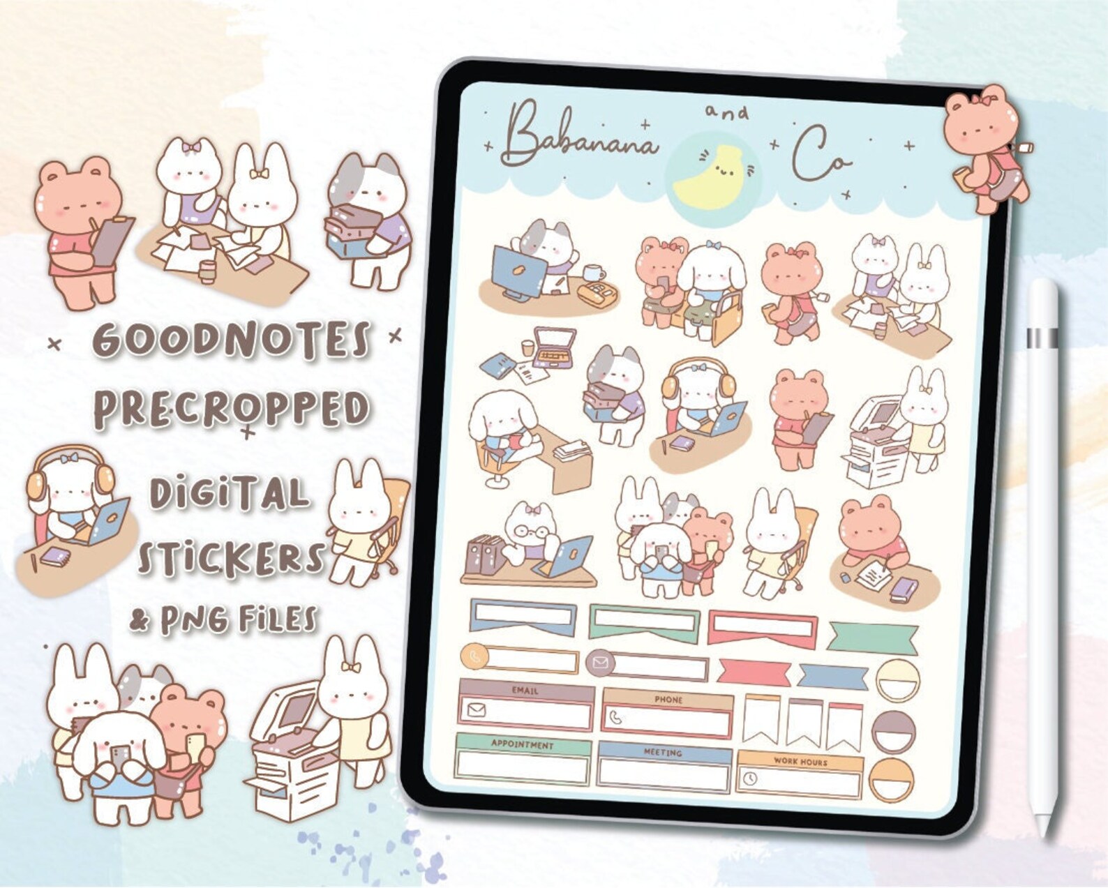 Happy Work Digital Stickers | Goodnotes Stickers | Cute Hand Draw ...