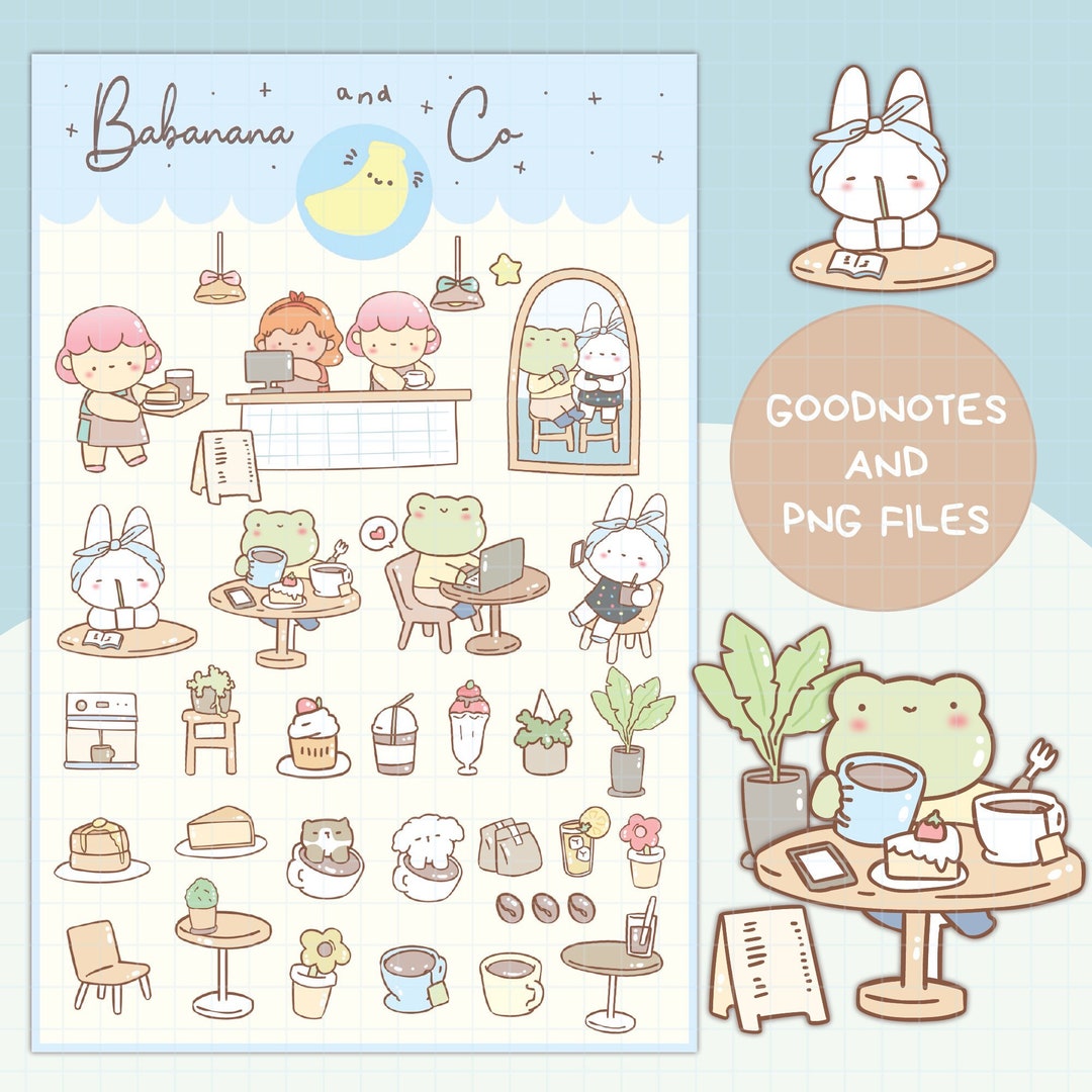 Cafe Digital Stickers | Goodnotes Stickers | Cute Hand Draw | Digits ...
