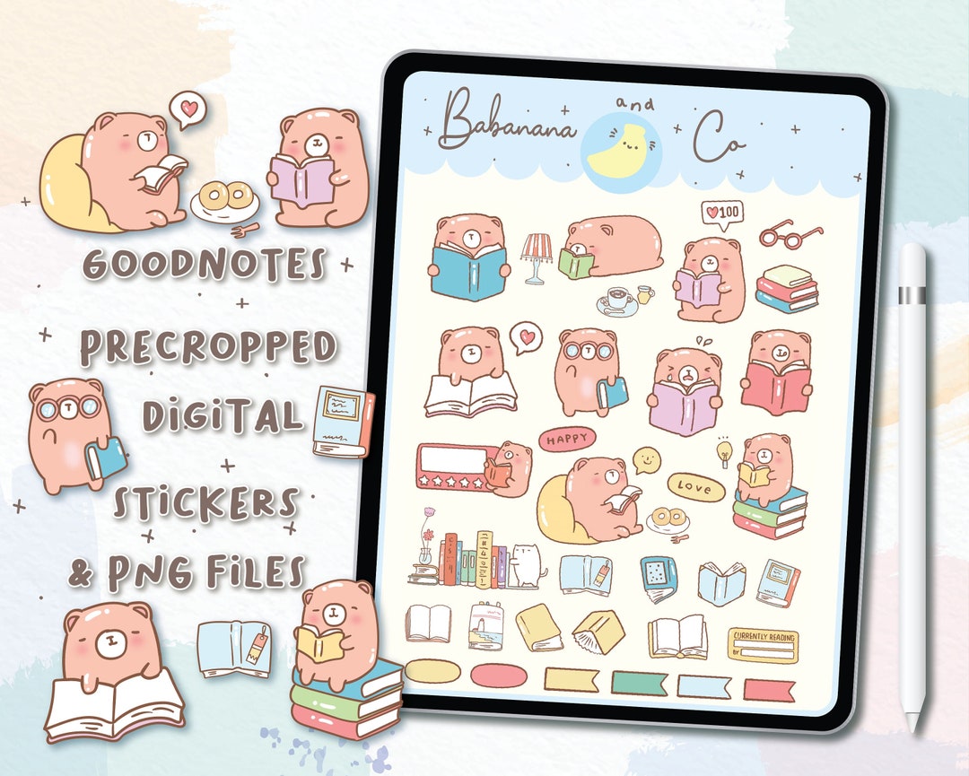 I Love Reading Digital Stickers | Goodnotes Stickers | Cute Hand Draw ...
