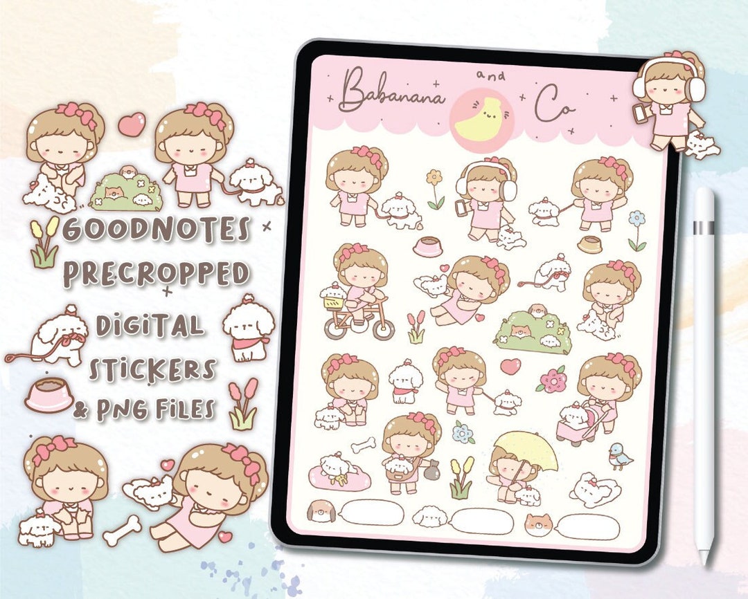 Walk the Dog Digital Stickers | Goodnotes Stickers | Cute Hand Draw ...