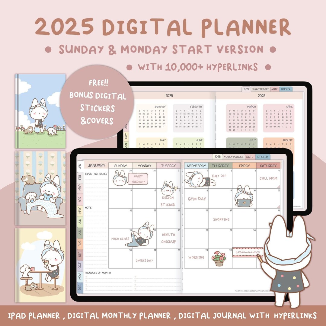 2025 Cute Digital Planner | Digital Goodnotes Planner | Daily Planner ...