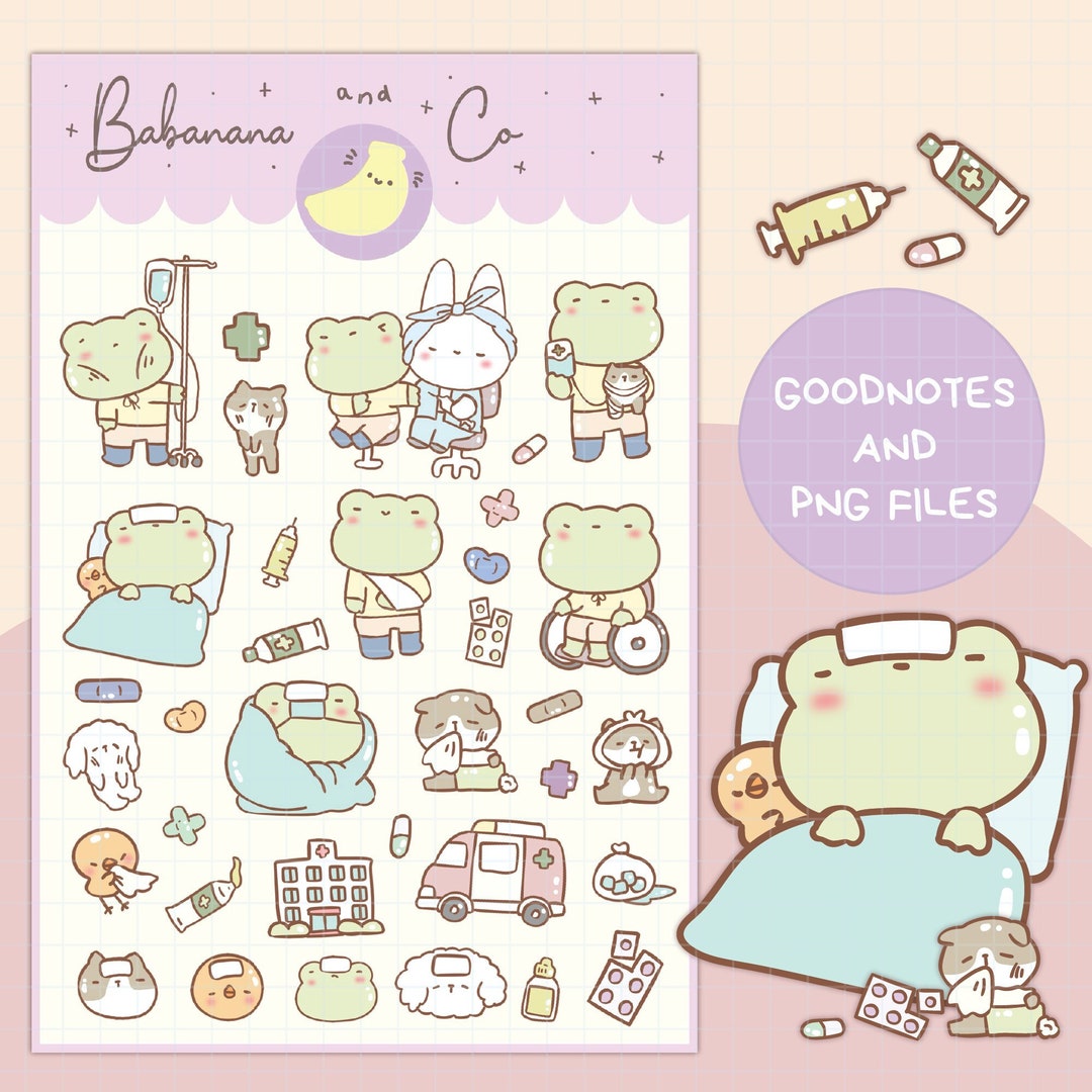 Sick Day Digital Stickers | Goodnotes Stickers | Cute Hand Draw ...