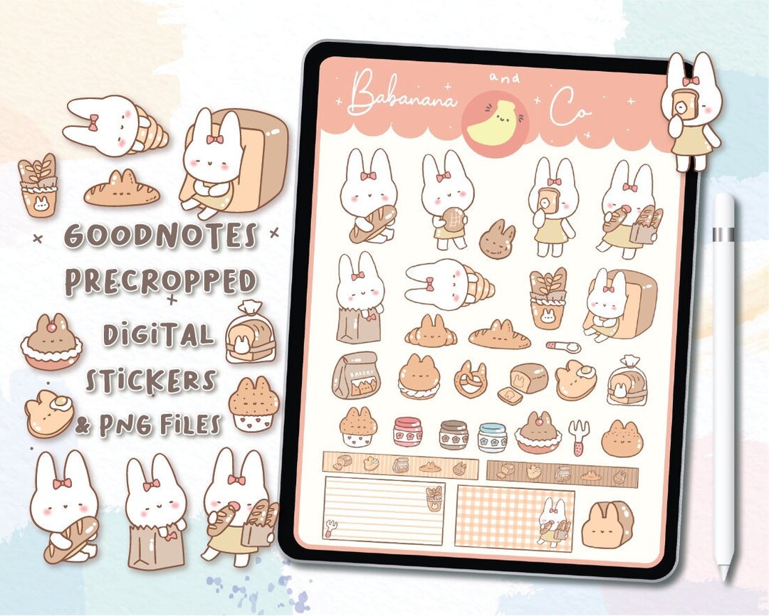 Rabbit Bakery Digital Stickers Goodnotes Stickers Cute - Etsy