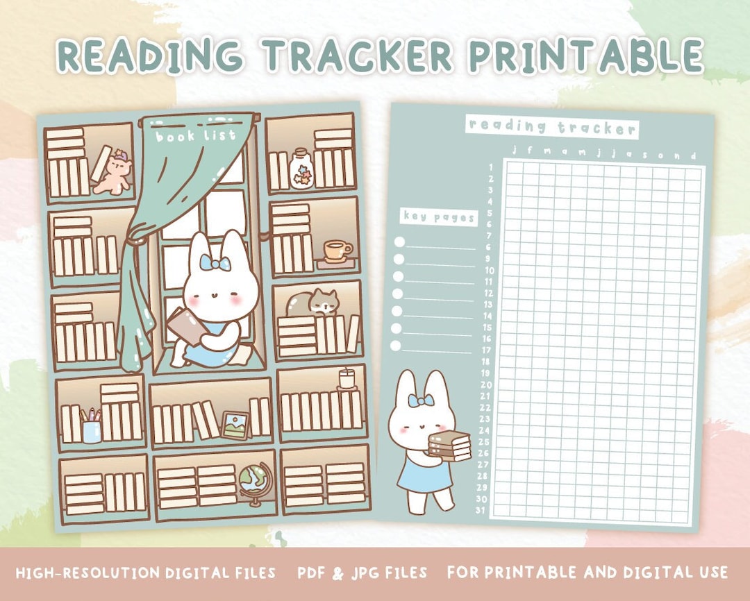 Reading Tracker, Annual and Monthly Reading Log Printable, Color the ...