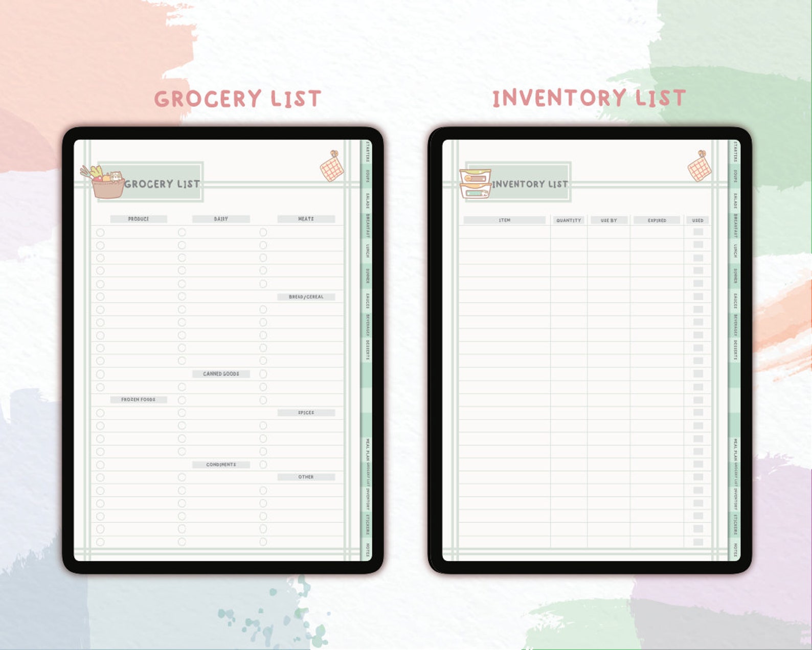 Digital Recipe Book | 12 Section Meal Planner | Goodnotes Notability ...