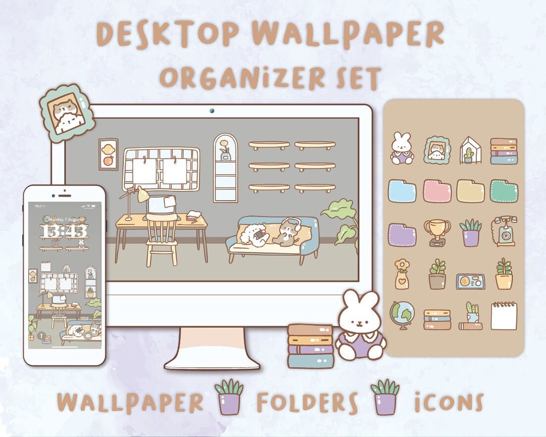 Cute Cozy Day Desktop Wallpaper Organizer| Mac and Windows Organizer ...