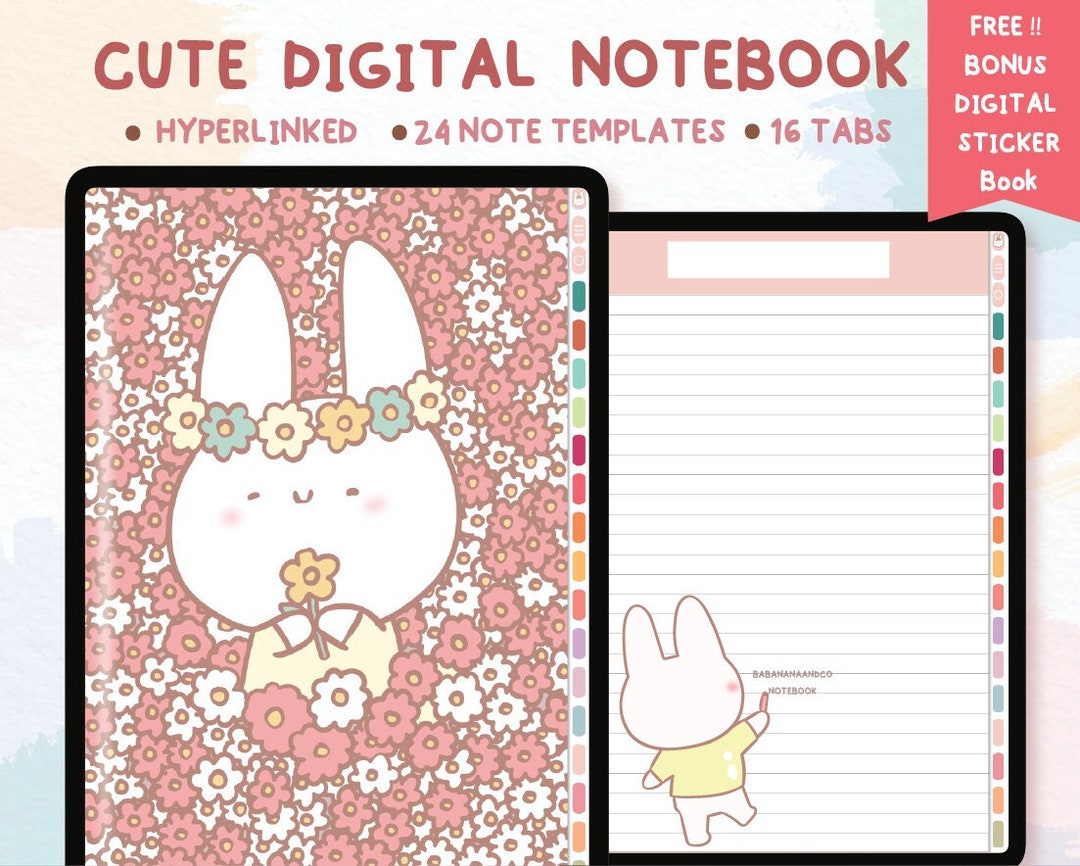 Digital Illustrated Cute Flower Designs Notebook,hyperlinked Tabs for ...