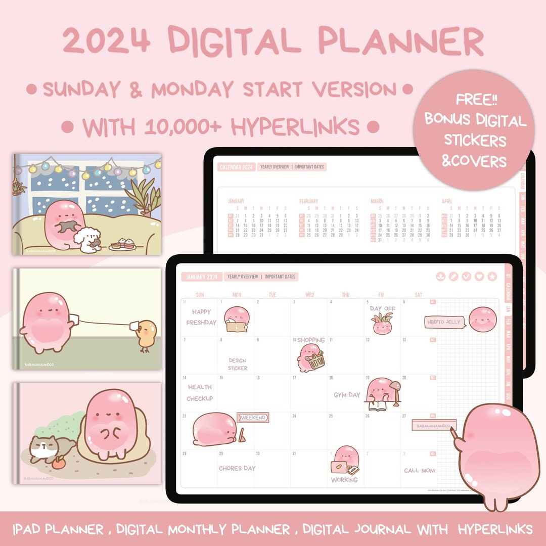 2024 Cute Digital Planner Digital Goodnotes Planner Daily Planner ...