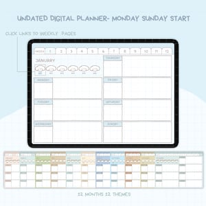 Undated Digital Planner | Cute Digital Planner | Monthly Weekly ...