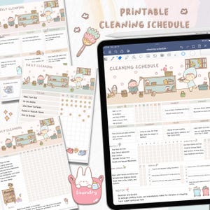 Cute Cleaning Schedule Template,cleaning Checklist,printable Weekly ...