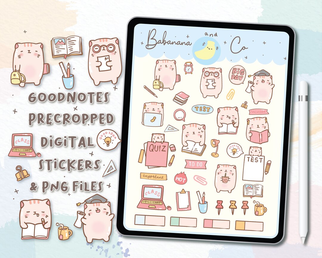 Study Digital Stickers | Goodnotes Stickers | Cute Hand Draw | Digits ...