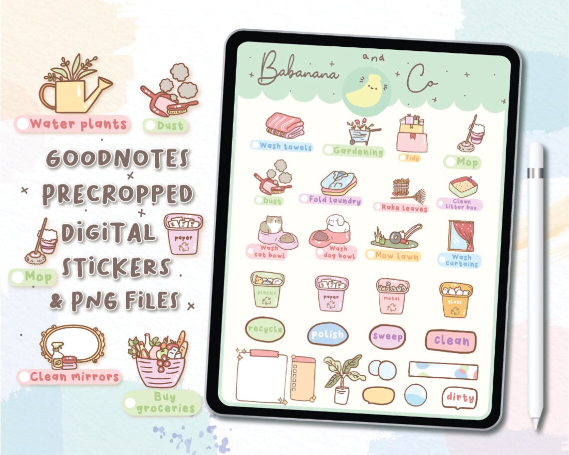 Clean Icons Digital Stickers Goodnotes Stickers Cute Hand - Etsy