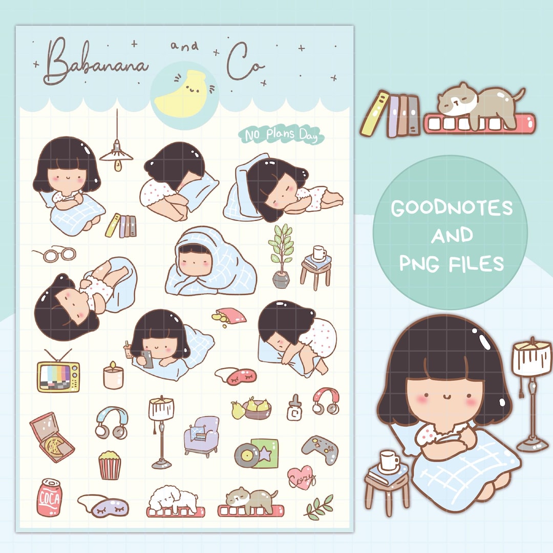 No Plans Day Digital Stickers | Goodnotes Stickers | Cute Hand Draw ...
