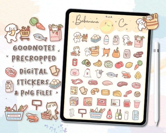 Groceries Icons Digital Stickers Goodnotes Stickers Cute - Etsy