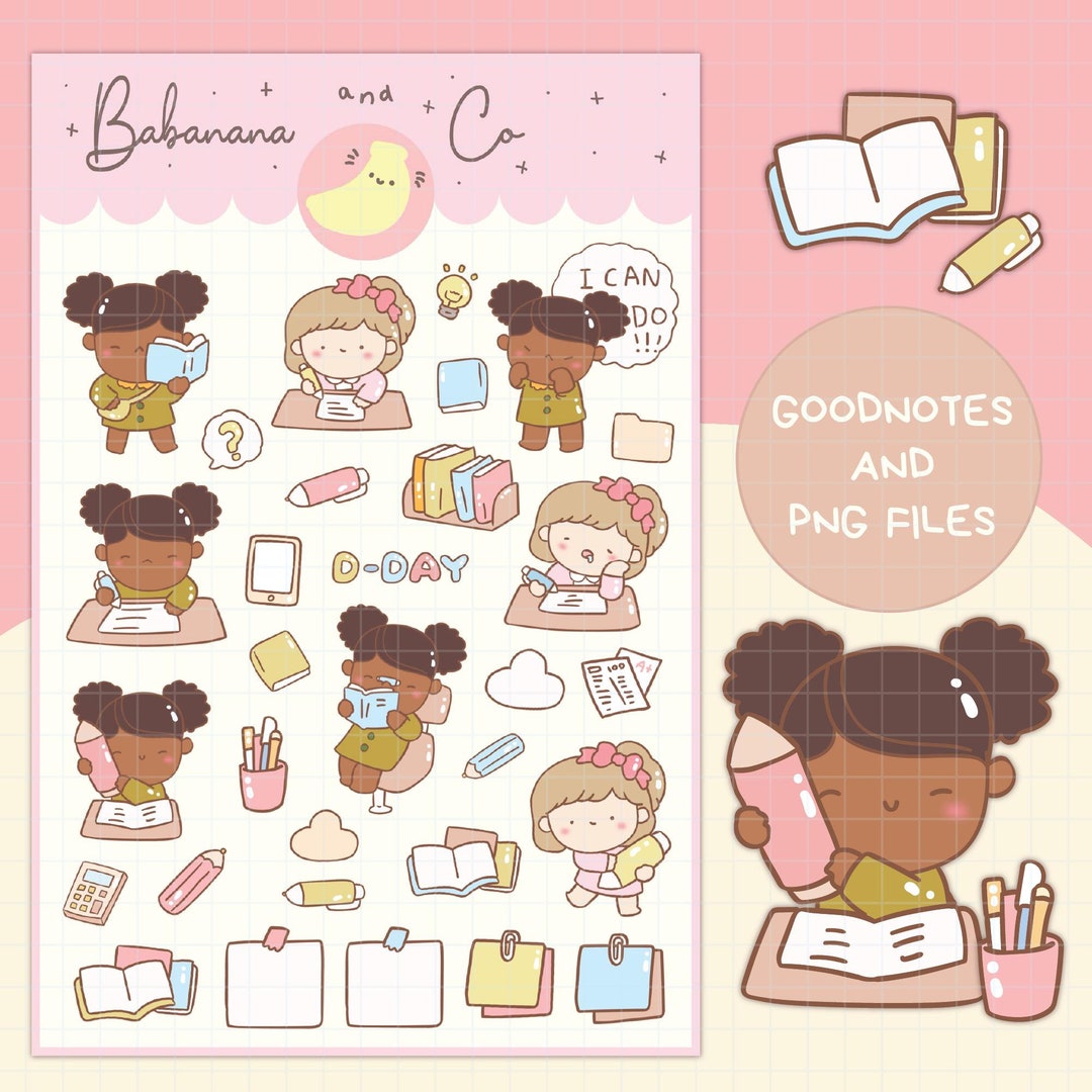Study Digital Stickers | Goodnotes Stickers | Cute Hand Draw | Digits ...