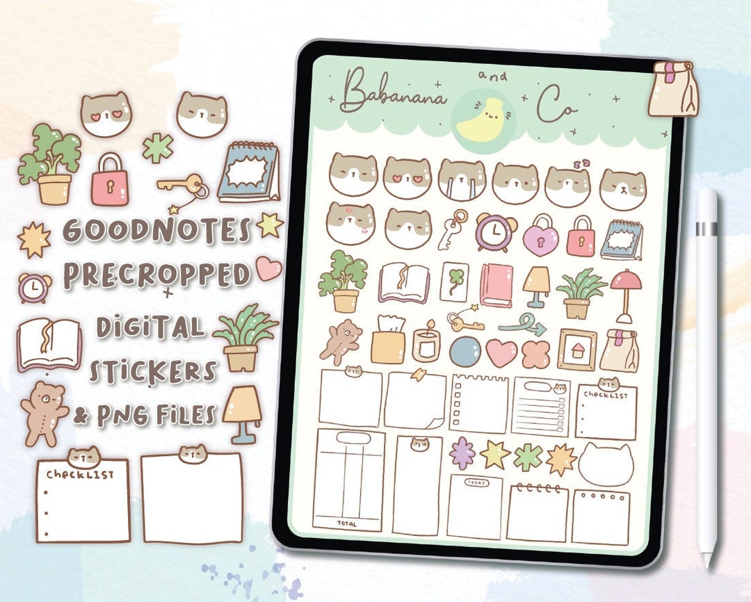 Cute Cat Planner Sticker Digital Stickers | Goodnotes Stickers | Cute ...