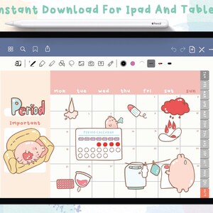 Period Digital Stickers | Goodnotes Stickers | Cute Hand Draw | Work ...
