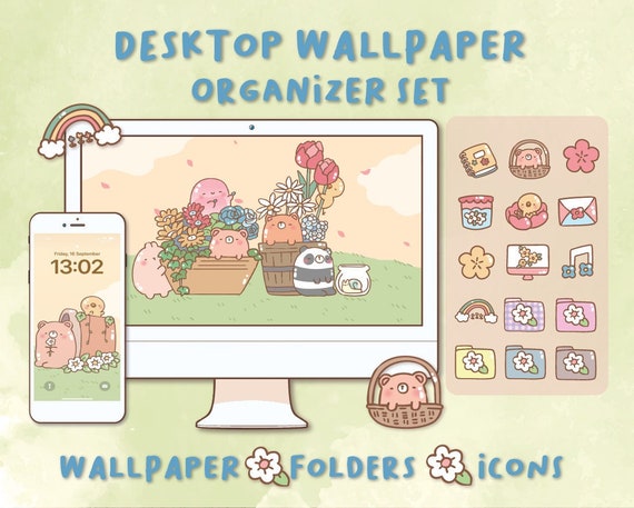 Sweet Floral Desktop Wallpaper Organizer Mac and Windows - Etsy