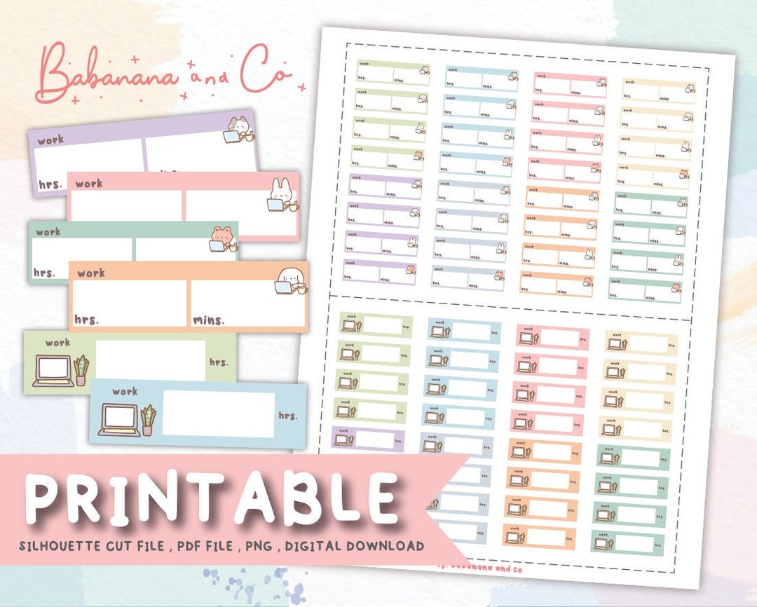 Work Tracker ,digital Stickers,hand Drawn Design,printable Stickers ...