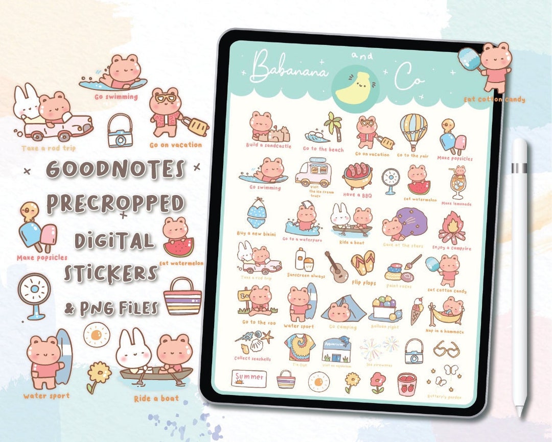 Summer Bucket List Digital Stickers | Goodnotes Stickers | Cute Hand ...