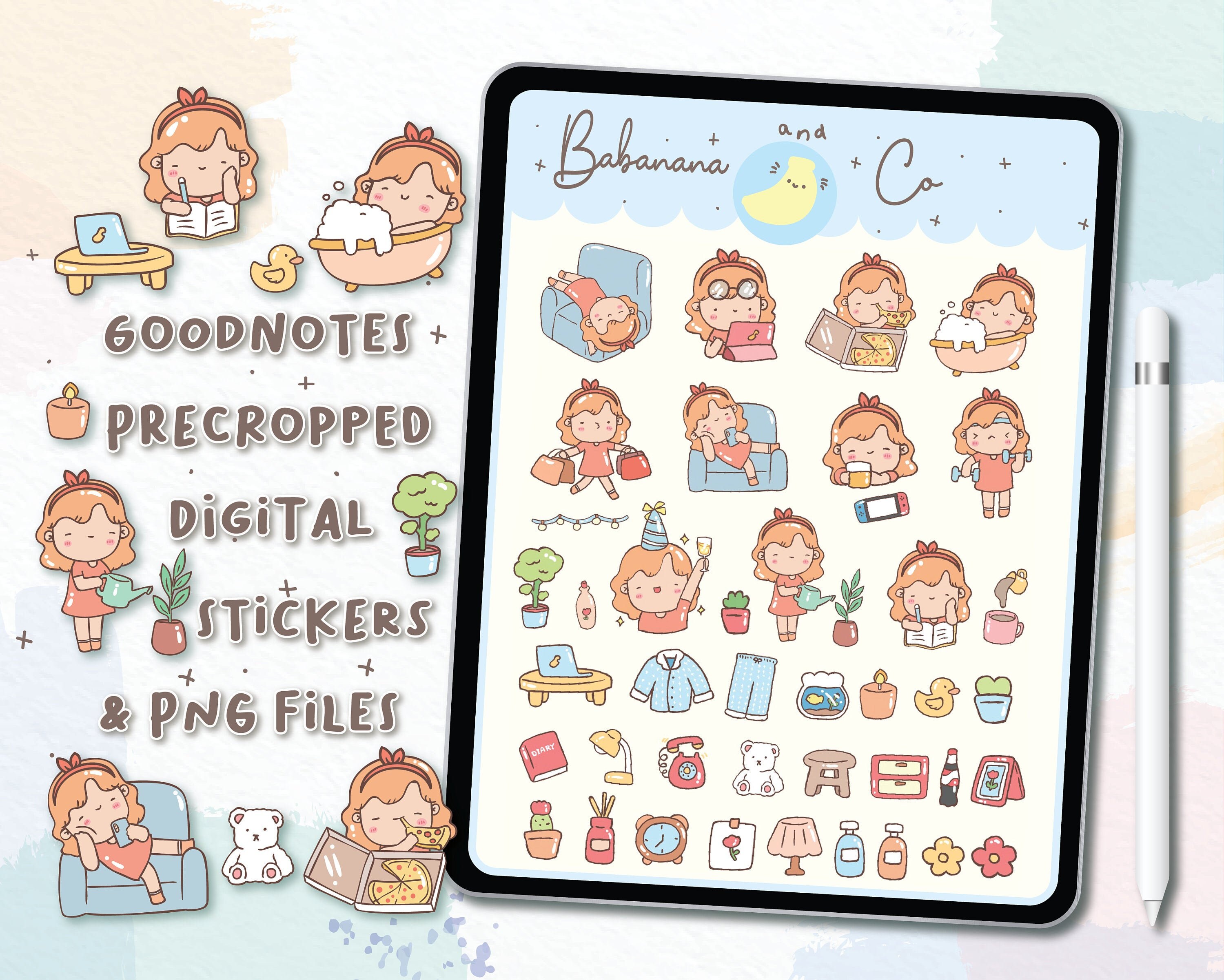 Digital Stickers Book. Cute Hand Draw Digital Planner Stickers | Etsy