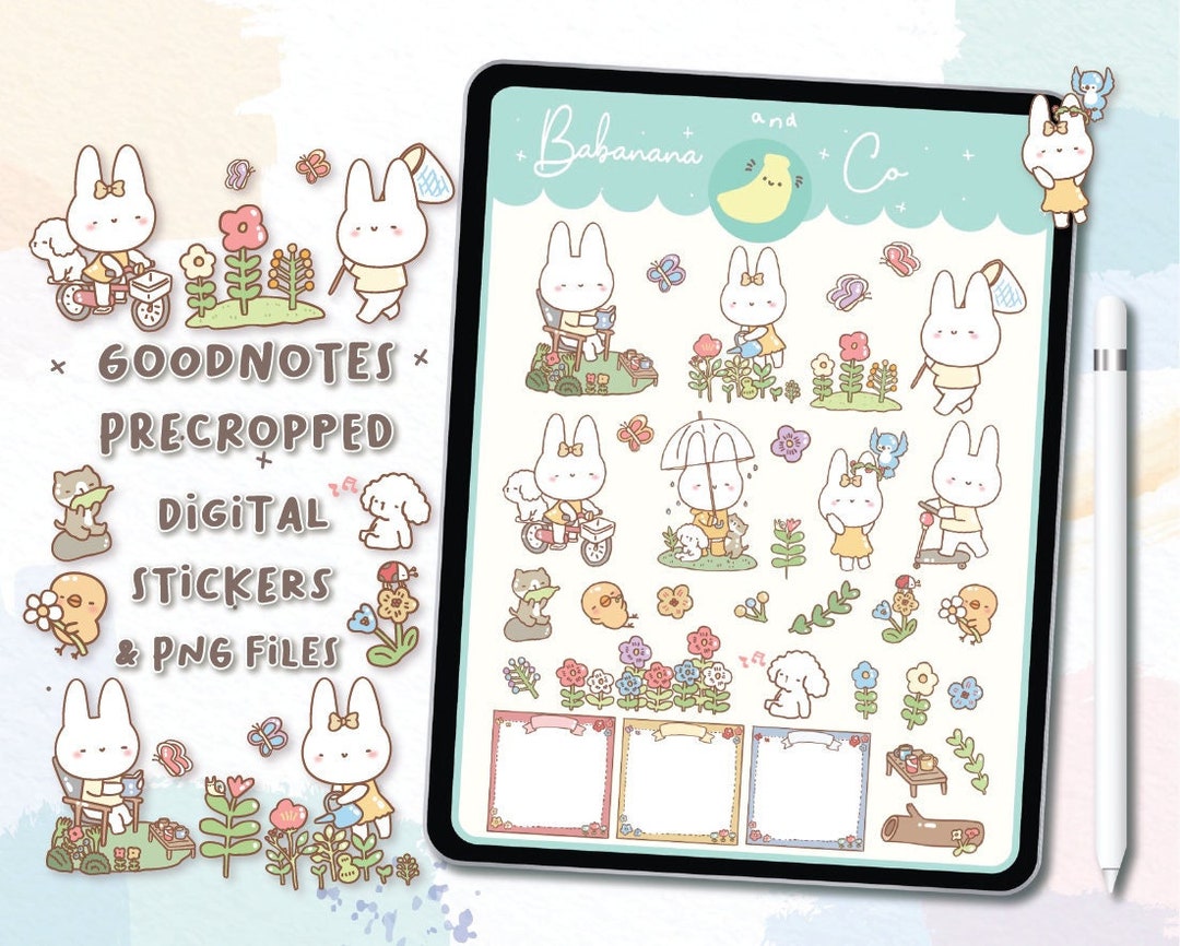 Cute Spring Digital Stickers Goodnotes Stickers Cute Hand Draw Digits ...