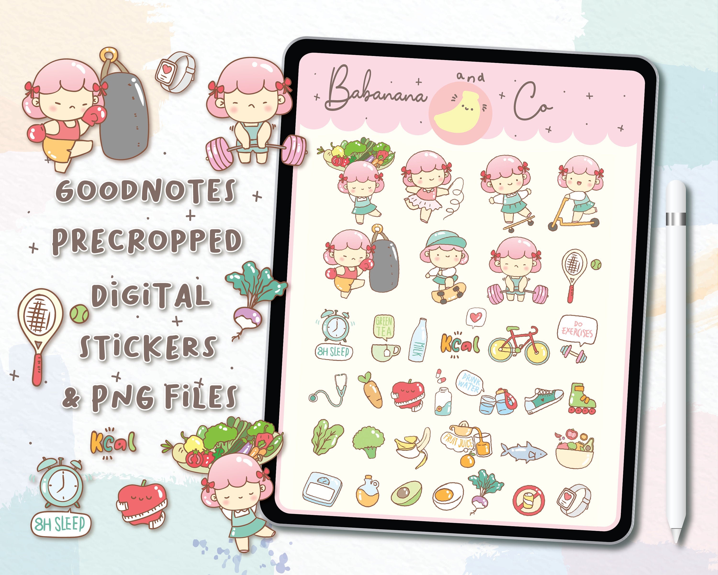 Cute Hand Draw Digital Planner Stickers in Cute Icons. Digital Stickers ...